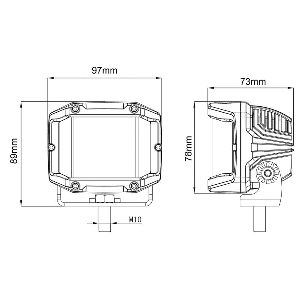 3.5"x4" Cube ECE OSRAM Side Shooter LED Driving Light (Single Shot ...